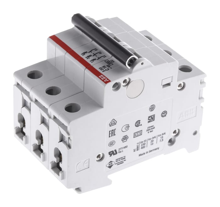 2CDS253001R0164 S203-C16 ABB | Interruptor automático 3P, 16A, Curva Tipo C, Poder de corte 10 ...