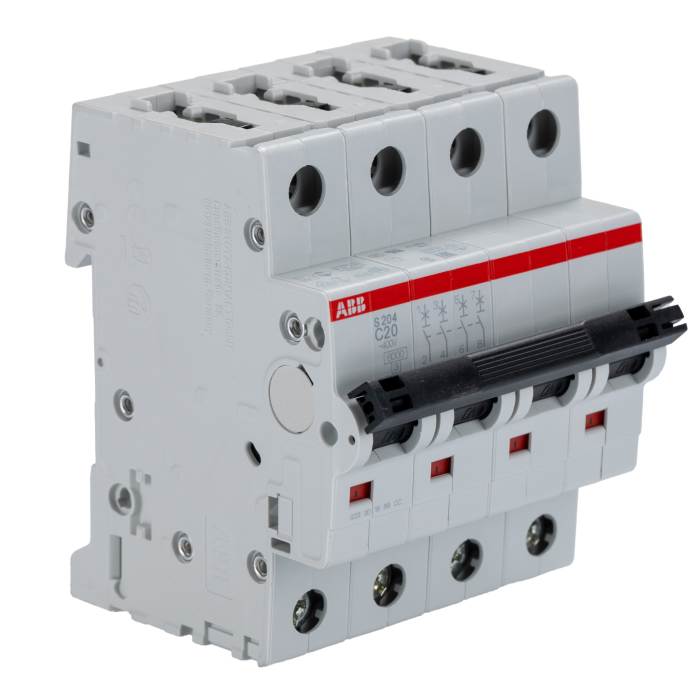 2CDS254001R0204 S204-C20 ABB | Interruptor automático 4P, 20A, Curva Tipo C, Poder de corte 10 ...
