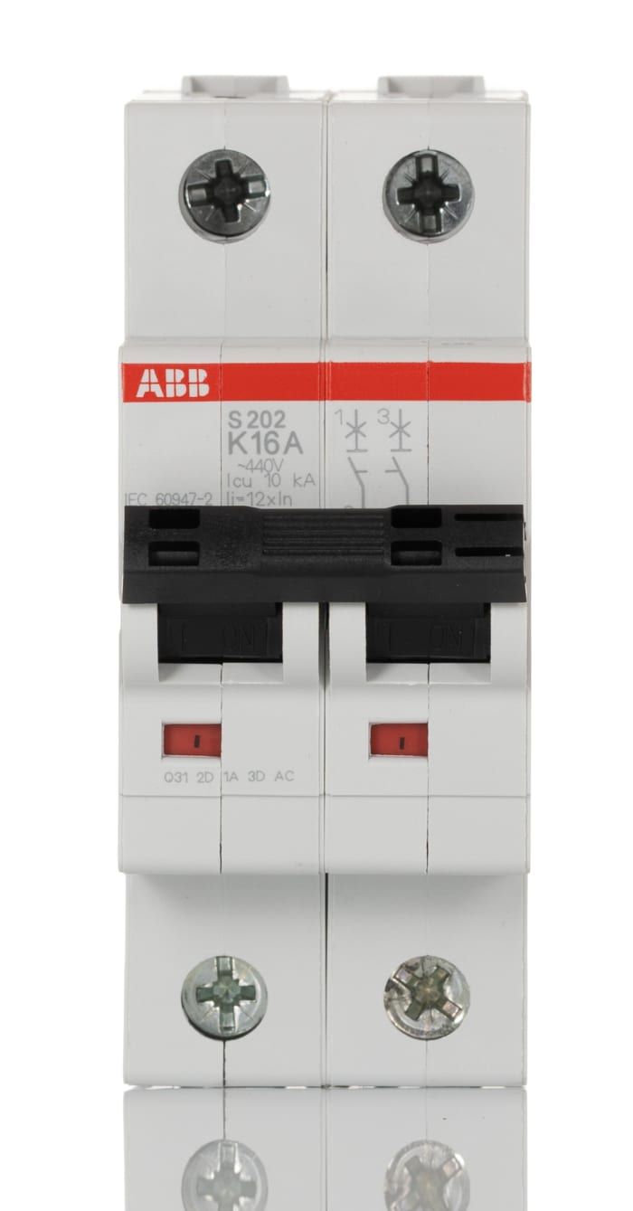 2CDS252001R0467 S202-K16 ABB | ABB System Pro M Compact S200 MCB, 2P, 16A Curve K, 400V AC, 6 kA ...