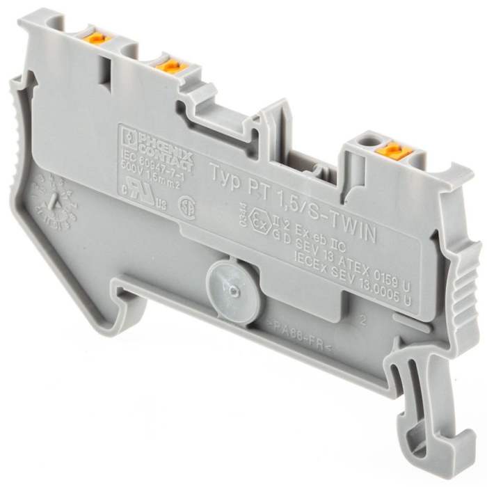 3208155 Phoenix Contact | Phoenix Contact PT 1.5/S-TWIN Series Grey Feed Through Terminal Block ...