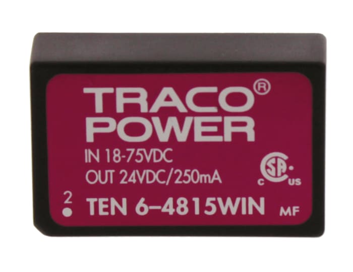 TEN 6-4815WIN TRACOPOWER | TRACOPOWER TEN 6WIN DC-DC Converter, 24V dc/ 250mA Output, 18 → 75 V ...