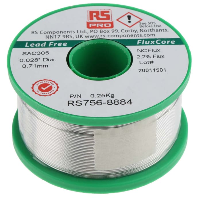 RS PRO | RS PRO Wire, 0.71mm Lead Free Solder, 217°C Melting Point ...