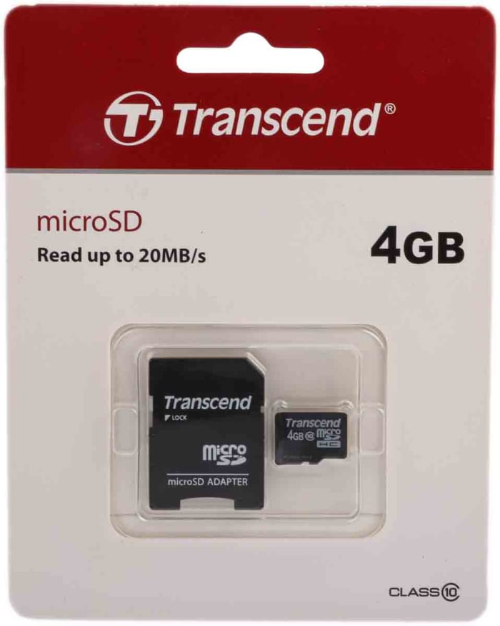 TS4GUSDHC10 Transcend | Transcend 4 GB MicroSDHC Micro SD Card, Class 10 | 758-2603 | RS