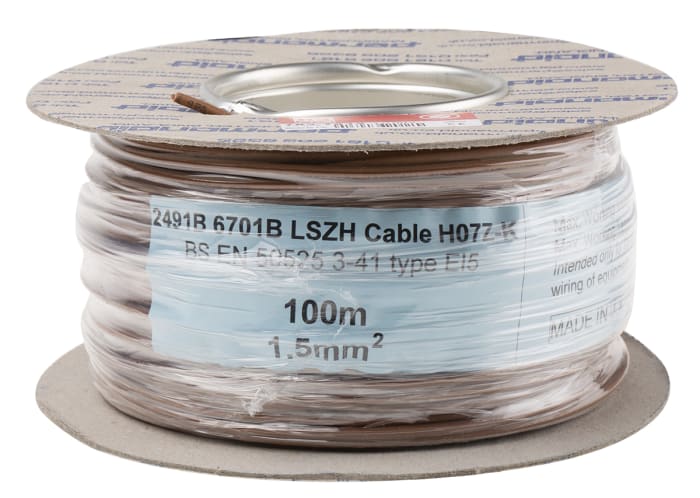 RS PRO | RS PRO Brown 1.5mm² Hook Up Wire, 15 AWG, 30/0.25 mm, 100m ...