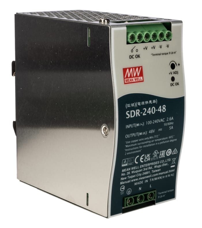 SDR-240-48 MEAN WELL | MEAN WELL SDR Switched Mode DIN Rail Power ...