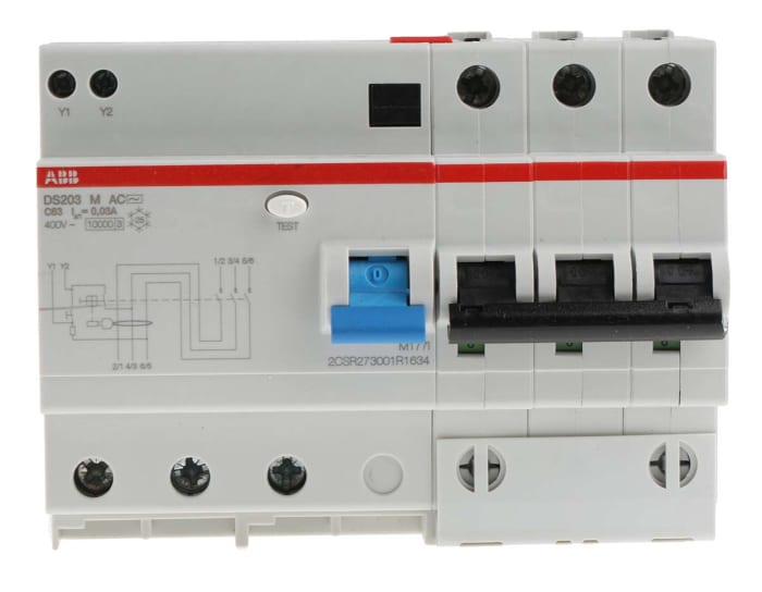 2CSR273001R1634 DS203 M AC-C63/0,03 ABB | Interruptor automático y diferencial 3P, 63A ...