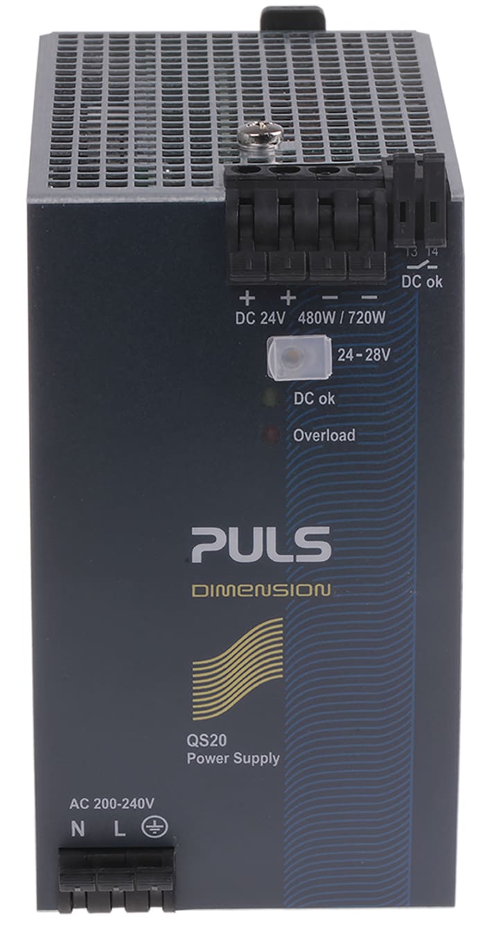 QS20.244 PULS | PULS DIMENSION Q DIN Rail Power Supply, 200 → 240V ac ...