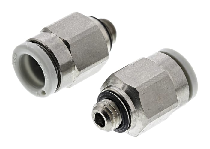 KQ2H06-M5N SMC | SMC KQ2 Series Straight Threaded Adaptor, M5 Male to Push In 6 mm, Threaded-to ...