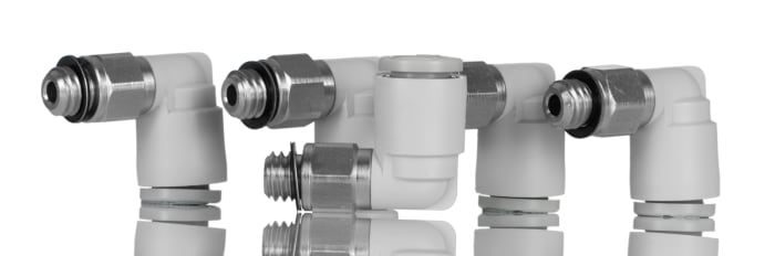 KQ2L04-M3G SMC | SMC KQ2 Series Elbow Threaded Adaptor, M3 Male to Push In 4 mm, Threaded-to ...