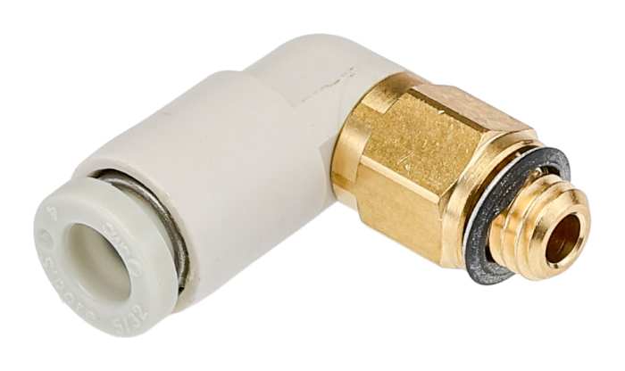 KQ2L04-M5A SMC | SMC KQ2 Series Elbow Threaded Adaptor, M5 Male to Push In 4 mm, Threaded-to ...