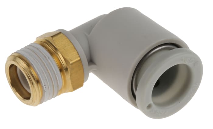 KQ2L08-01AS SMC | Racor neumático SMC KQ2, Adaptador de rosca acodado, , con. A Macho R 1/8, con ...