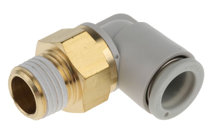KQ2L10-02AS SMC | SMC KQ2 Series Elbow Threaded Adaptor, R 1/4 Male to Push In 10 mm, Threaded ...