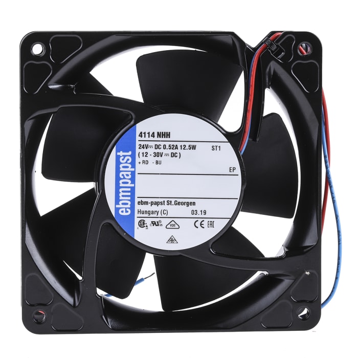 4114NHH ebm-papst | ebm-papst 4100 NHH - S-Force Series Axial Fan, 24 V dc, DC Operation, 260m³ ...