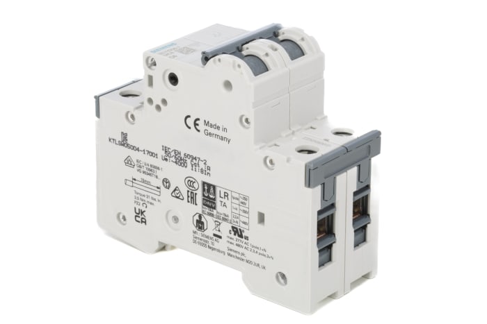 5SY4210-7 Siemens | Siemens Sentron 5SY4 MCB, 2P, 10A Curve C, 400V AC, 10 kA Breaking Capacity ...