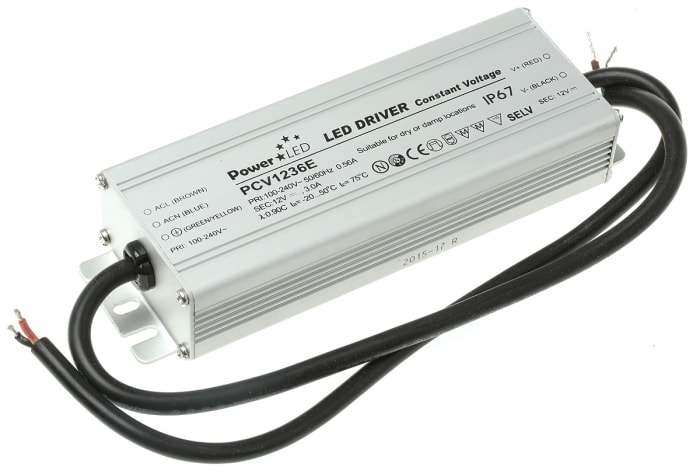 PCV1236E PowerLED | PowerLED LED Driver, 12V Output, 36W Output, 3A Output, Constant Voltage ...