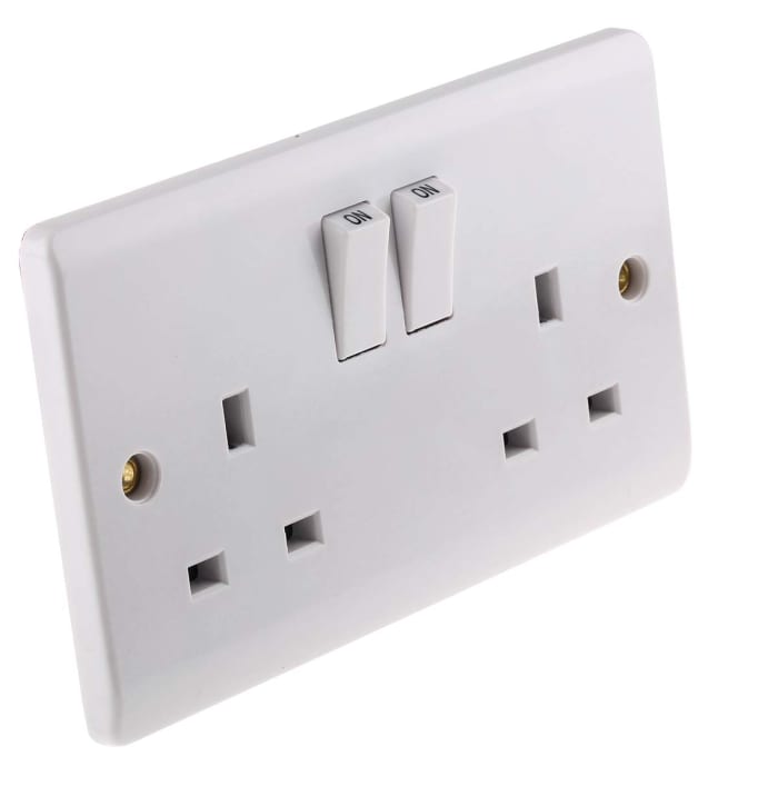 RS PRO | RS PRO RS White White 2 Gang Plug Socket, 13 A Indoor, Type G ...