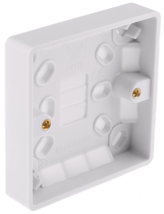 RS PRO | RS PRO White Back Box, BS, IP20, 1 Gangs, 86.6 x 86.6 x 16mm ...