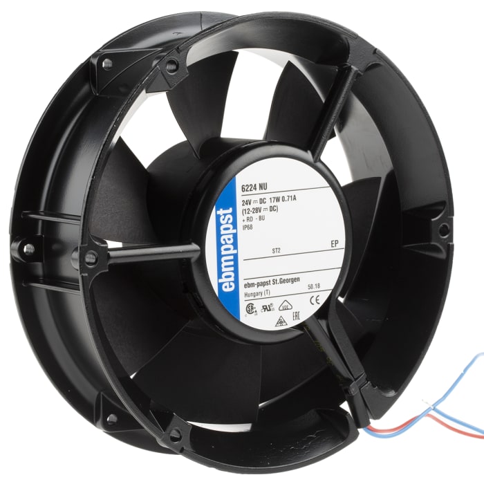 6224NU ebm-papst | ebm-papst 6200 N Series Axial Fan, 24 V dc, DC ...