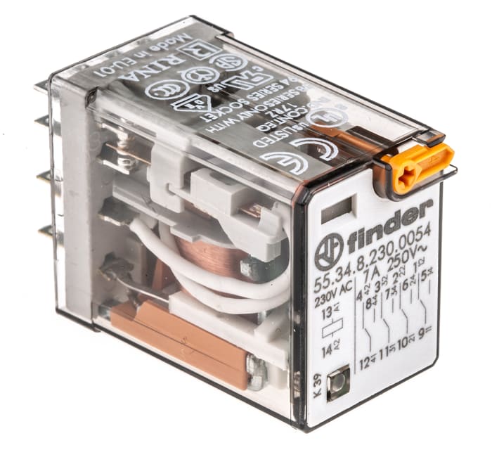 55.34.8.230.0054 Finder | Finder Plug In Power Relay, 230V ac Coil, 7A ...