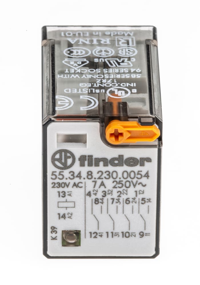 55.34.8.230.0054 Finder | Finder Plug In Relay, 230V ac Coil, 7A ...