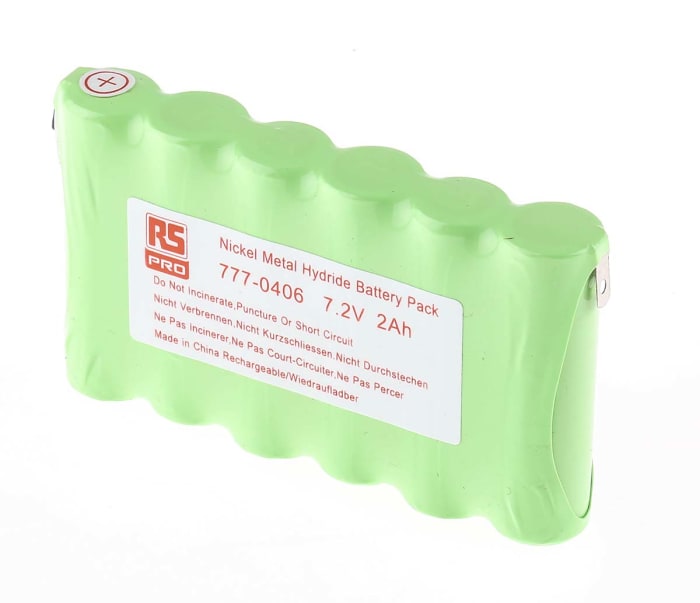 RS PRO | RS PRO 7.2V NiMH Rechargeable Battery Pack, 2Ah - Pack of 1 | 777-0406 | RS