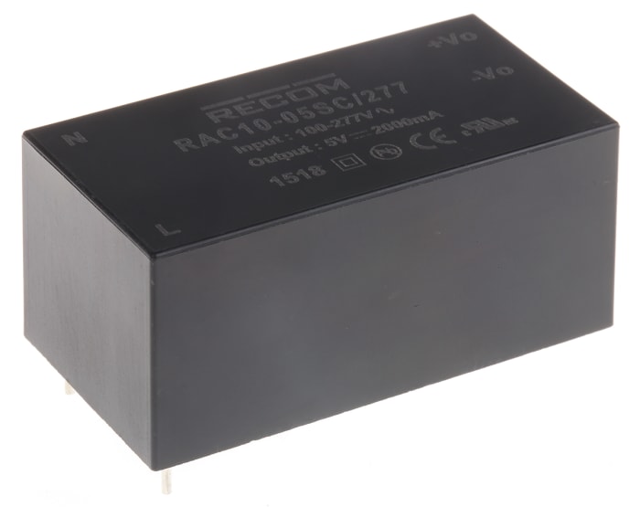 RAC10-05SC/277 Recom | Recom Switching Power Supply, RAC10-05SC/277, 5V ... RAC10-05SC/277 Recom | Recom Switching Power Supply, RAC10-05SC/277, 5V ...