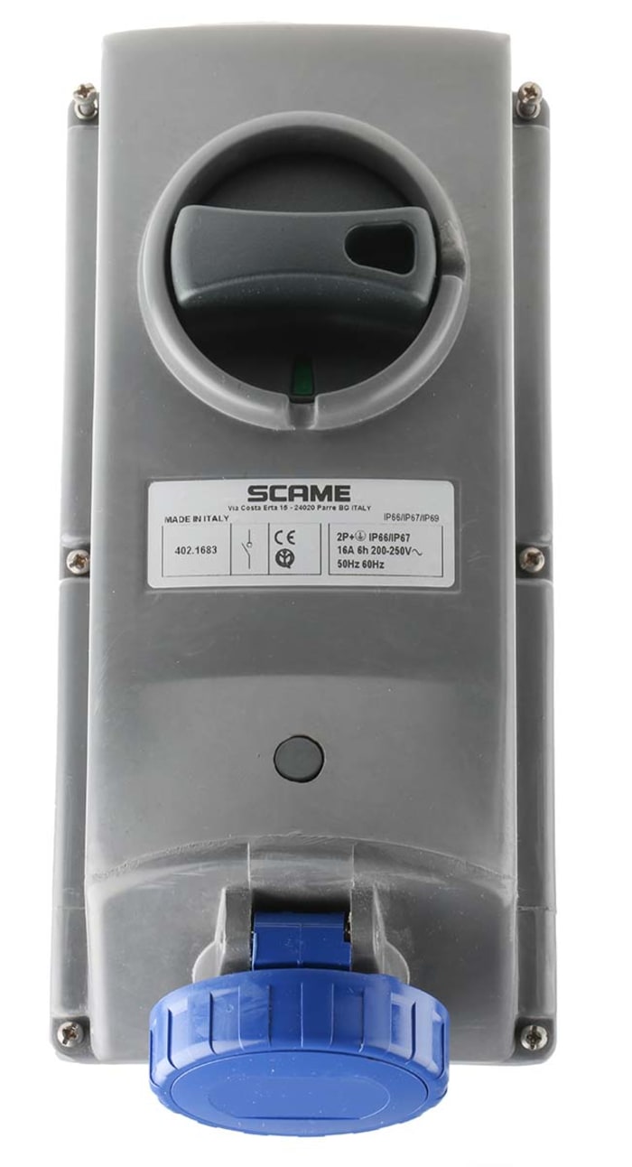 402.1683 Scame | Conector de potencia industrial Hembra, Formato 2P + E ...