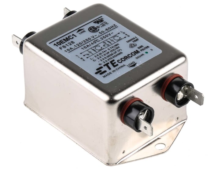 10EMC1 TE Connectivity | TE Connectivity, Corcom EMC 10A 250 V ac 50 ...