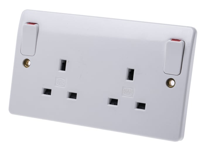K2746WHI MK Electric | MK Electric White 2 Gang Plug Socket, 13A, Type ...