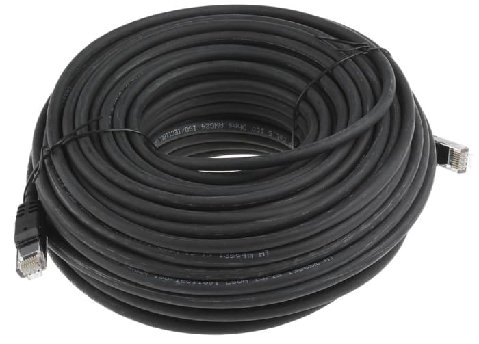 RS PRO | RS PRO, 30m Cat6, Black RJ45 to Male RJ45 Male, U/UTP ...