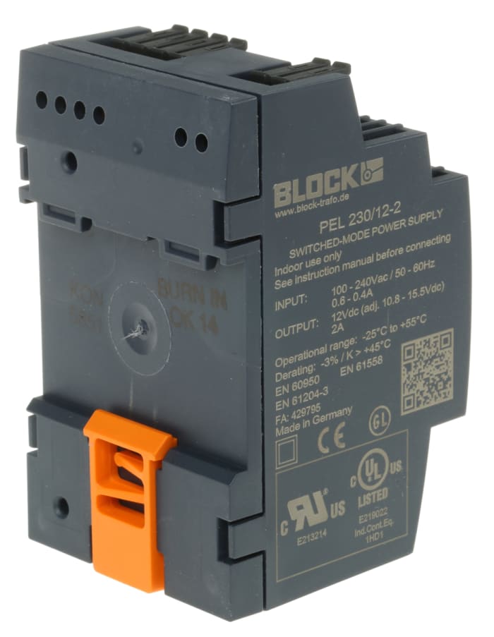 PEL 230/12-2 Block | Block PEL 230 Switched Mode DIN Rail Power Supply ...