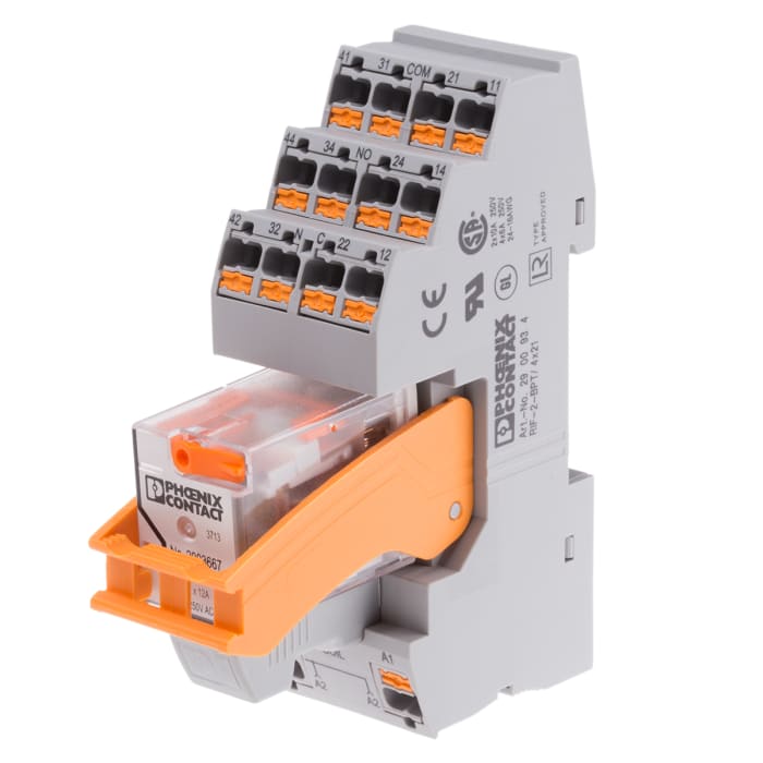 2903311 Phoenix Contact | Phoenix Contact DIN Rail Power Relay, 120V ac ...