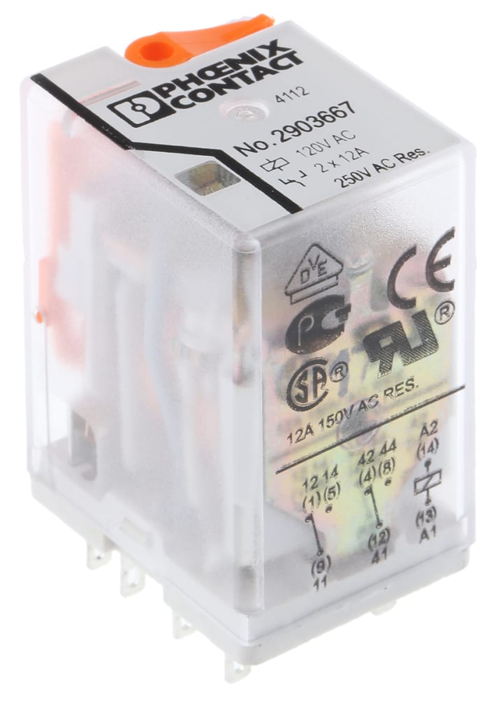 2903667 Phoenix Contact | Phoenix Contact PCB Mount Power Relay, 120V ...