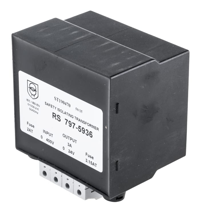 RS PRO | RS PRO 72VA DIN Rail Transformer, 400V ac Primary, 24V ac ...