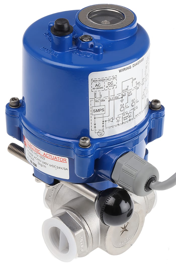 RS PRO | RS PRO 24 V, 110 V, 220 V 3 port Motorised Valve, Ball Valve ...