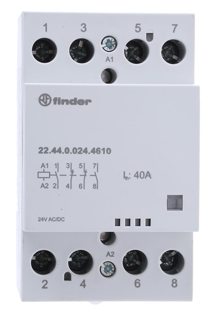 22.44.0.024.4610 Finder | Finder 22 Series Series Contactor, 24 V dc ...
