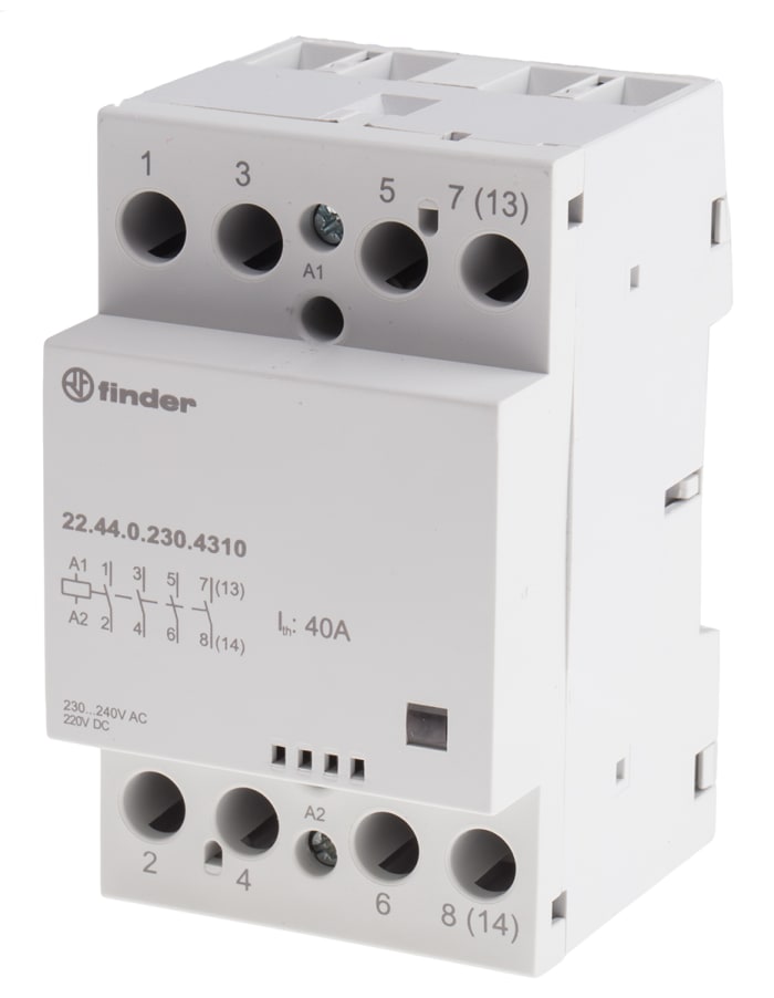 22.44.0.230.4310 Finder | Contactor Finder 22 de 4 polos, 4NO, 40 A ...