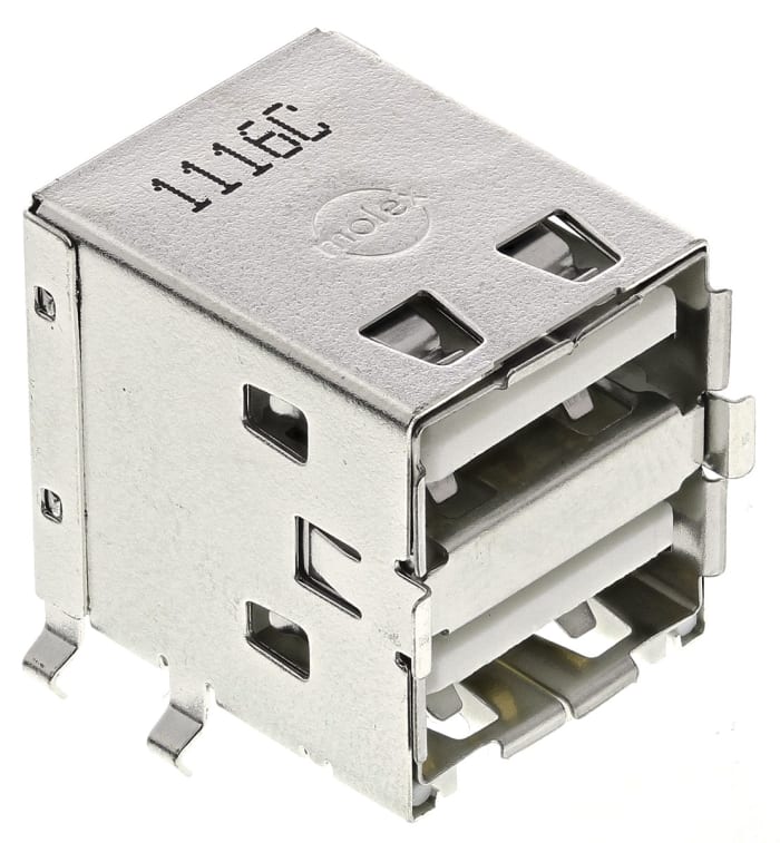 67298-4090 Molex | Molex Right Angle, Through Hole, Socket- Dual Port ...