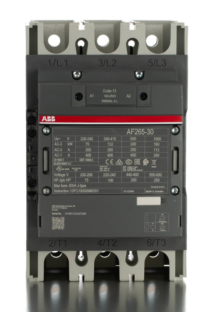 1SFL547002R1311 AF265-30-11-13 ABB | Contactor ABB AF265-30-11-13 AF de 3 polos, 3 NA, 400 A ...