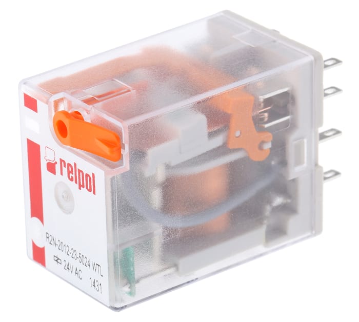 R2N-2012-23-5024-WTL Relpol | Relpol Plug In Power Relay, 24V ac Coil ...