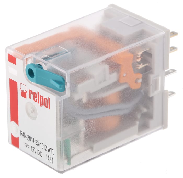 R4N-2014-23-1012-WTL Relpol | Relpol Plug In Power Relay, 12V dc Coil ...
