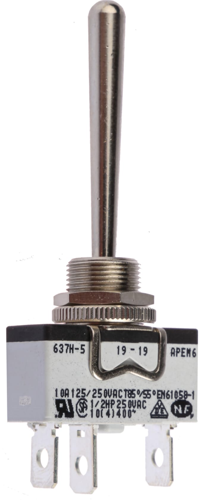 637h/2-5 APEM | Apem Toggle Switch, Panel Mount, (On)-Off-(On), SPDT ...