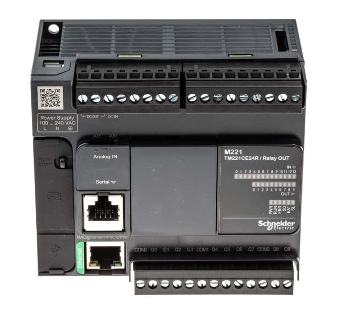 TM221CE24R Schneider Electric | Schneider Electric Modicon M221 Series PLC CPU, 100 → 240 V ac ...