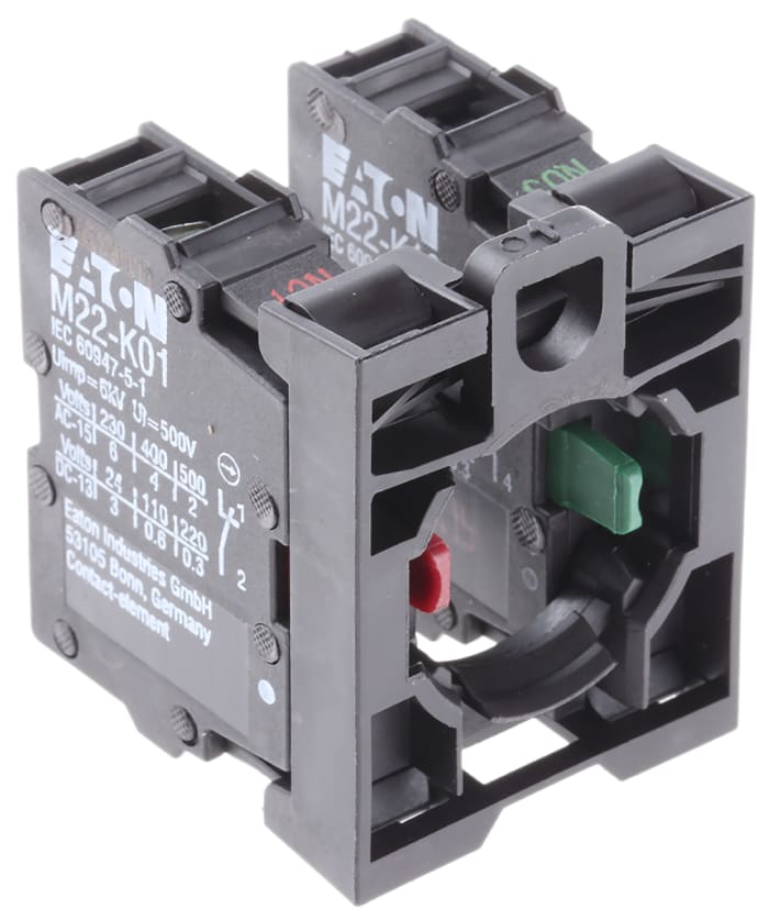 216505 M22-AK11 Eaton | Eaton RMQ Titan M22 Series Contact Block, 500V, 1NO + 1NC | 810-3781 ...
