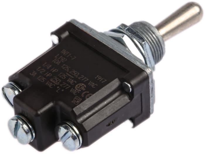 1NT1-7 Honeywell | Honeywell Toggle Switch, Panel Mount, (On)-Off-(On ...