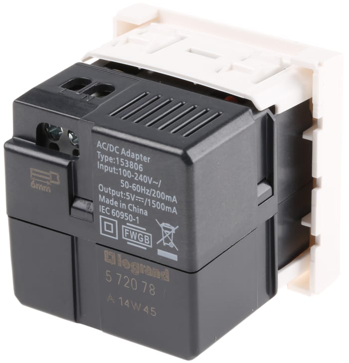 5 720 78 Legrand | Legrand Arteor White 1 Gang USB Socket, 2.4A, Indoor ...