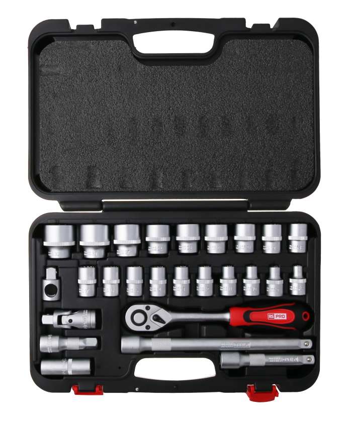 RS PRO | RS PRO 26-Piece Metric 1/2 in Standard Socket Set with Ratchet ...