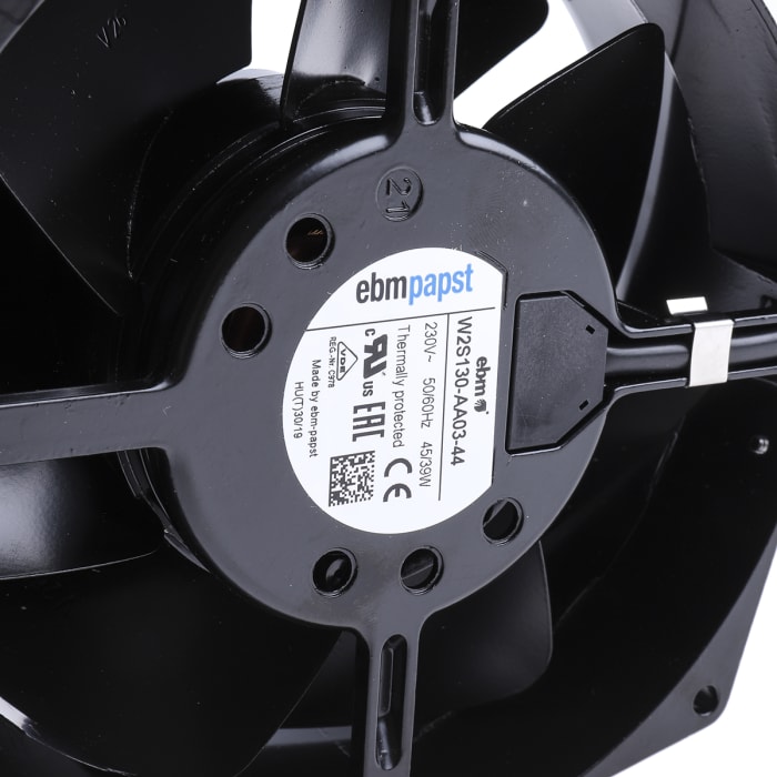 W2S130-AA03-44 ebm-papst | ebm-papst W2S130 Series Axial Fan, 230 V ac, AC Operation, 380m³/h ...