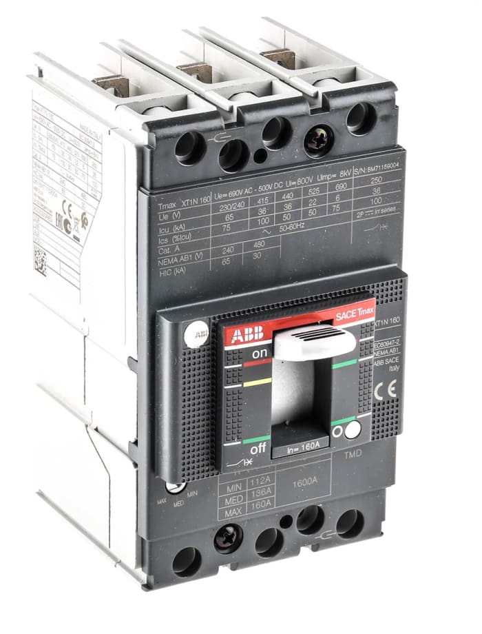 1SDA067418R1 XT1N 160 TMD 160-1600 3p F F ABB | ABB, Protecta MCCB 3P ...