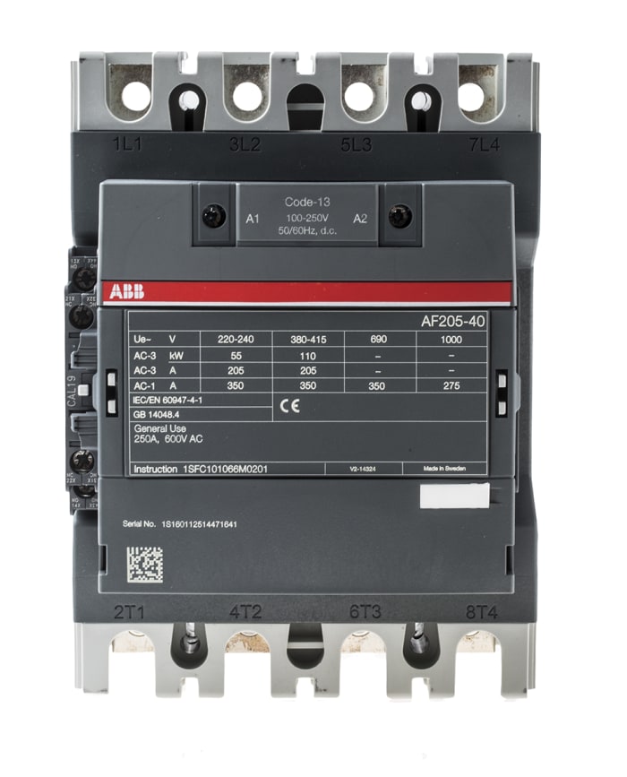 1SFL527102R1311 AF205-40-11-13 ABB | ABB AF205 AF Contactor, 230 V ac Coil, 4-Pole, 350 A, 110 ...
